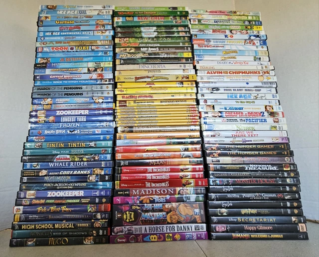 WHOLESALE LOT 100+ DVDs Kids & Family Children's Baby Pixar Disney Barbie Potter $59.22 ...