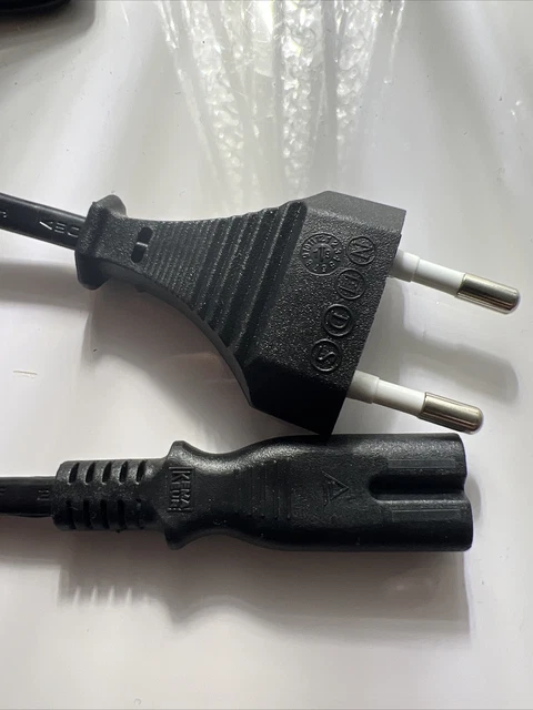 2M LONG EURO EU European Plug Figure of 8 C7 2 Pin AC Mains Power Cable ...