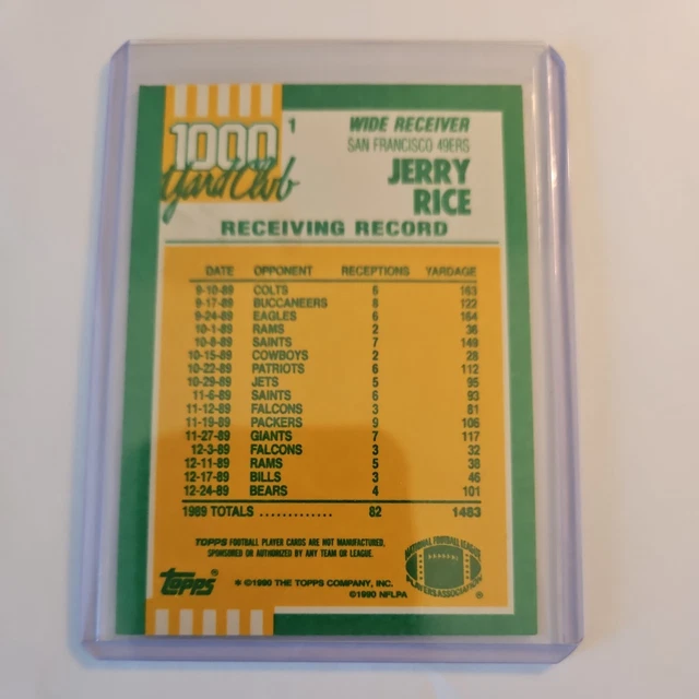1990 TOPPS JERRY Rice 1000 yards Club #1 EUR 1,86 - PicClick FR