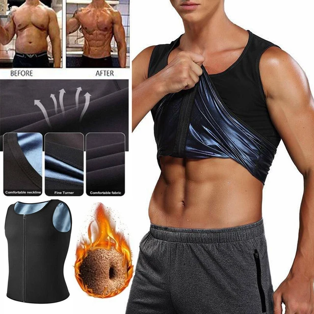 MEN'S GYNECOMASTIA COMPRESSION Zip Tank Top Sweat Sauna Vest Body ...