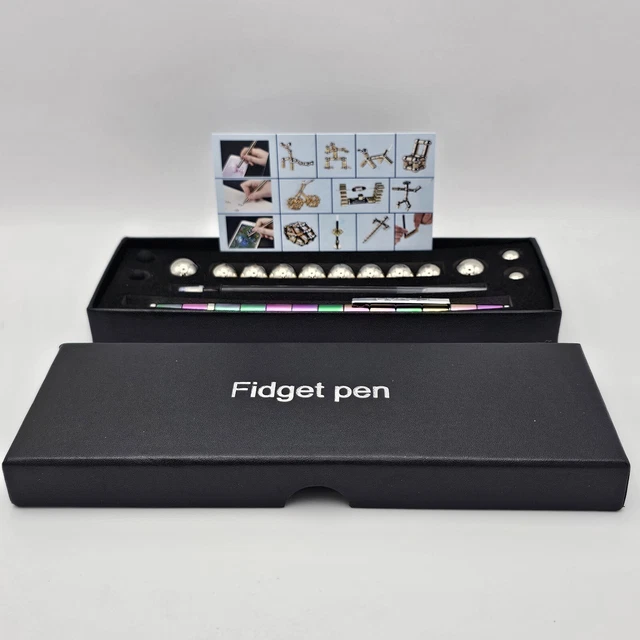 POLAR FIDGET PEN Magnetic Gel Pens Ball Bearing NIB Pink Green 3 Ink ...