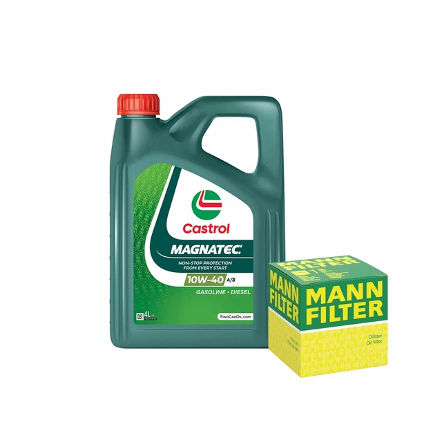 CASTROL MAGNATEC A3 B4 10W40 Engine Oil 4L Mann Oil Filter Service Kit ...