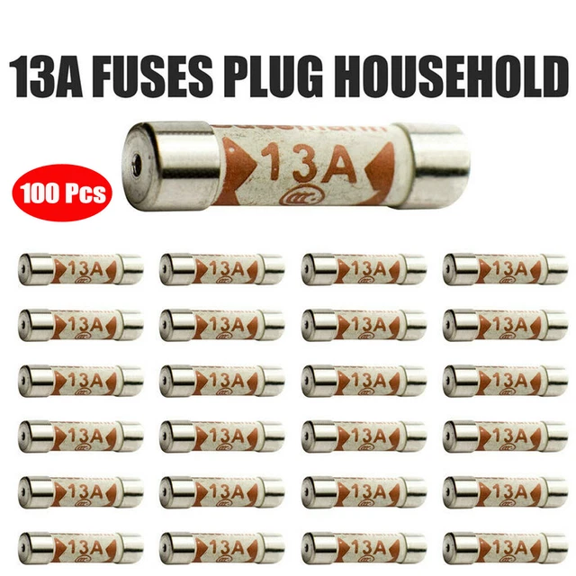 100X 13A DOMESTIC Fuses Plug Top Household Mains 13amp Cartridge Fuse ...