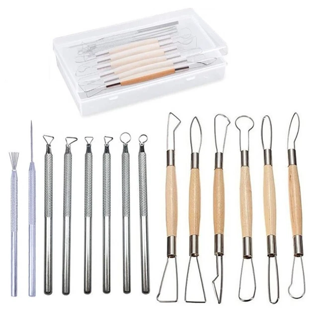 WOOD, SILVER CERAMIC Pottery Clay Ribbon Sculpting Tools Clay Accessories £15.35 - PicClick UK
