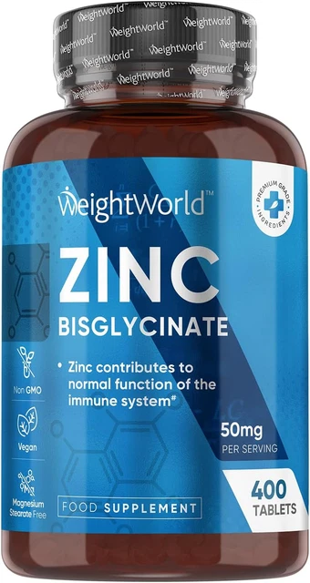 ZINC TABLETS 50MG - 400 Vegan Tablets - 6+ Months Supply - Zinc ...