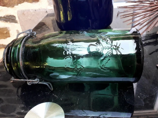 ANCIEN BOCAL 1 Litre La Lorraine - Emblème Chardon-Verre Vert-Couvercle ...