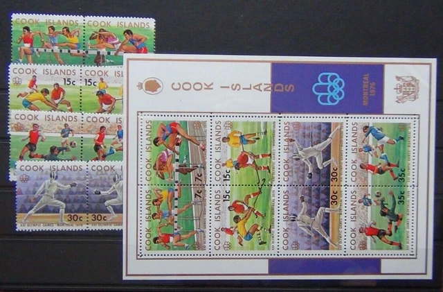 COOK ISLANDS 1976 Olympic Games Montreal set & M/s (M/s corner crease ...