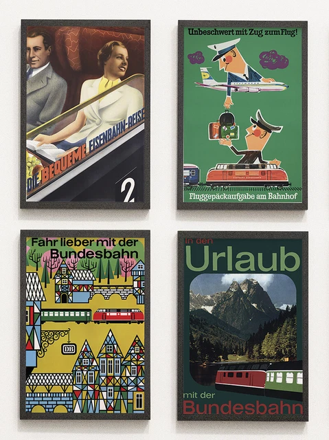 SET 1: 4 Poster Deutsche Bundesbahn Bahn DB Eisenbahn Zug Reichsbahn ...