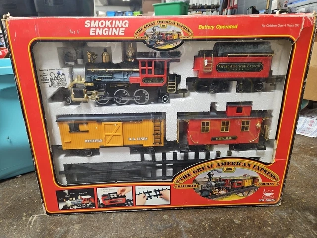 GREAT AMERICAN EXPRESS Railroad Train Set #185 New Bright 1989 Smoking ...