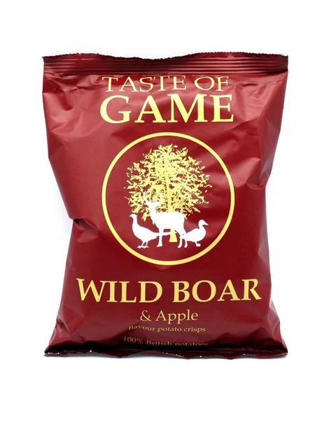 TASTE OF GAME Crisps - Wild Boar & Apple Flavour Potato Crisps - 8 x ...