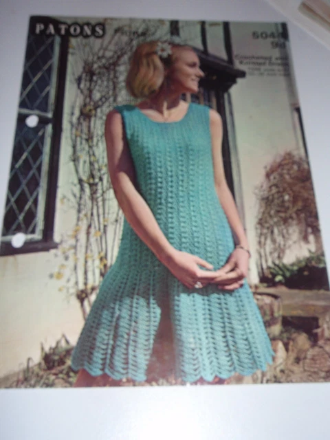 VINTAGE PATONS FIONA Knitting/Crochet Pattern 5044 Lady's Dress 32-36 ...