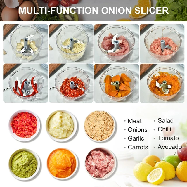 MANUAL FOOD CHOPPER Pull String Pull and Chop,Hand Food Shredder,Onions ...