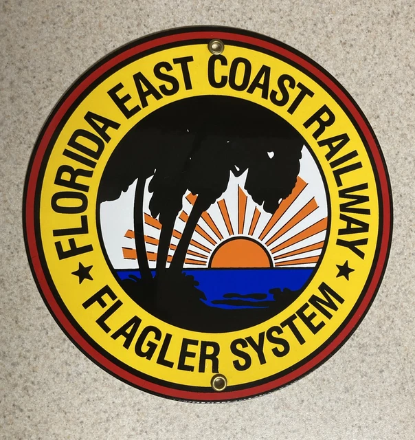 FLORIDA EAST COAST Railway Flagler System Metal Porcelain Enamel Finish ...