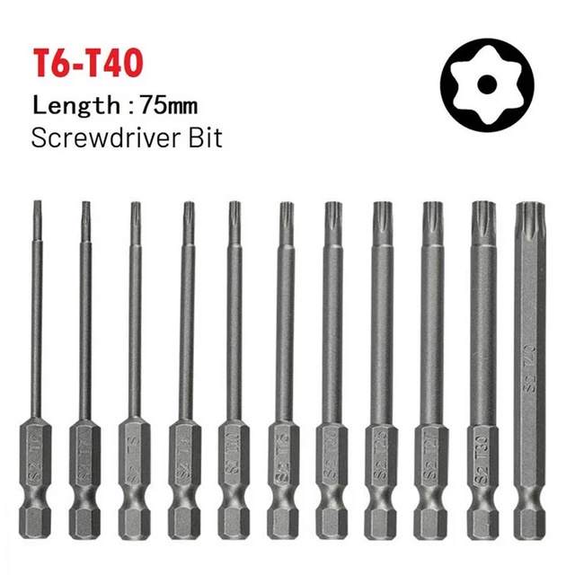 HEAVY DUTY T40 Tamper Proof Torx Screwdriver Bit 75mm for Industrial ...