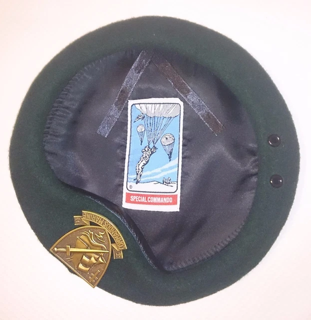 BÉRET DE COMMANDOS MARINE avec insigne et flot Spécial Commando -Taille ...