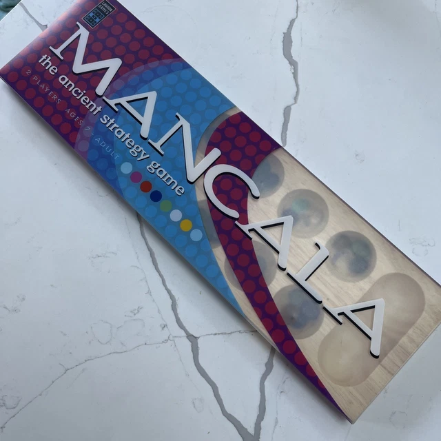 TRADITIONAL MANCALA WOODEN Board Game With Glass Counters / New £9.17 ...