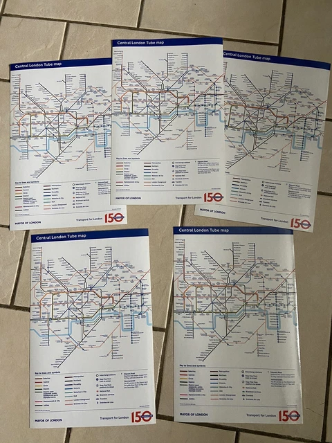 5 X GENUINE Underground Tube Map Carriage Interior Sign London 2012 Job ...