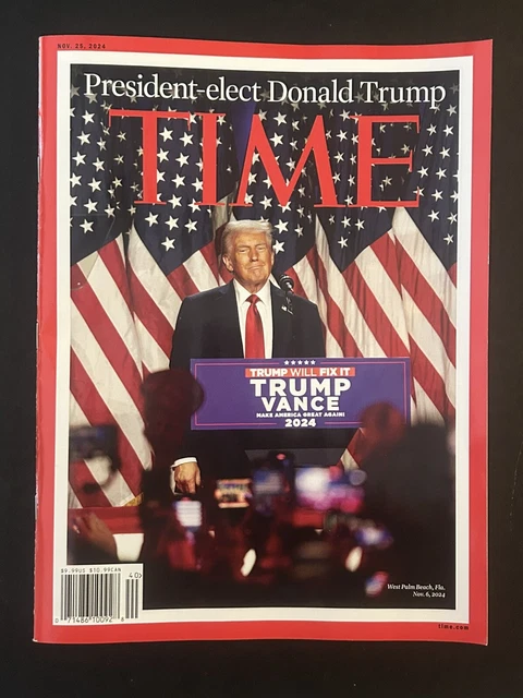 DONALD TRUMP TIME Magazine No Label 2024! President Elect! MAGA! 47 ...