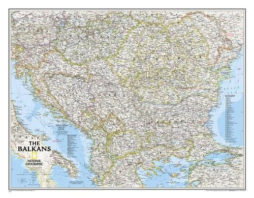 NATIONAL GEOGRAPHIC: THE Balkans Classic Wall Map (30.25 X **Brand New ...