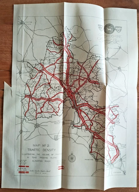 1931 ANTIQUE MAP of Oxfordshire - Traffic Density £16.99 - PicClick UK