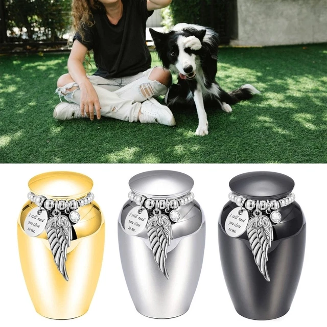DECORATIVE PET ASHES Container With Engraving Bead Wing Grip Seal ...