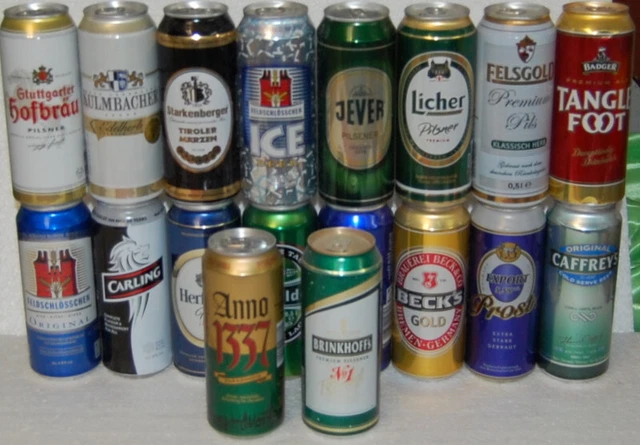 18 ÄLTERE BIERDOSEN ca. 10 Jahre alt voll Bier Dose Licher Fürstenberg ...