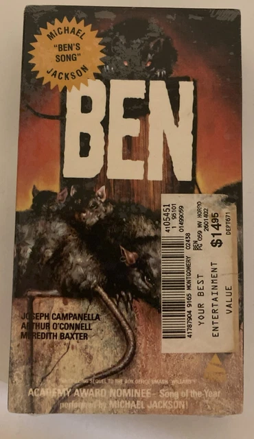BEN (VHS 1989) Prism Release Rat Horror Michael Jackson NEW SEALED £11. ...