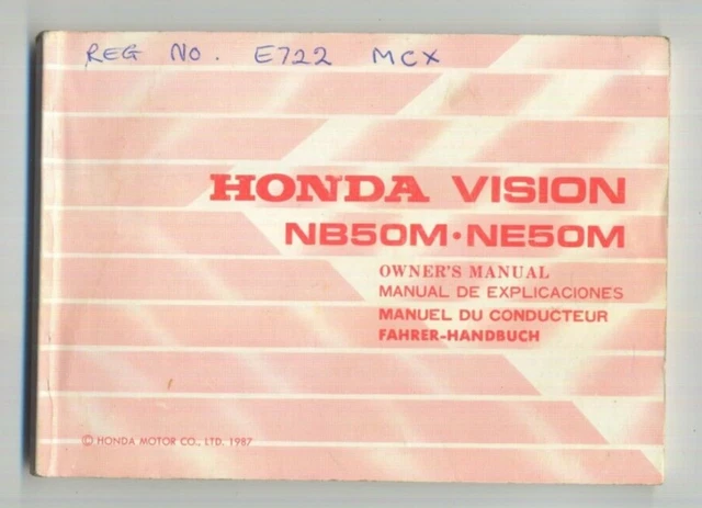 HONDA VISION-X (87-90) Factory Issue Owners Riders Manual HandBook NB ...