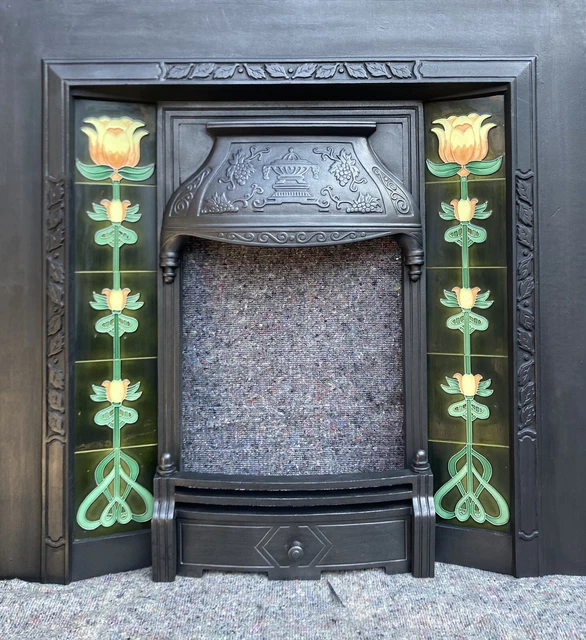 CAST IRON TILED Fireplace / Fire Surround Insert / Victorian /Edwardian Style £310.00 - PicClick UK