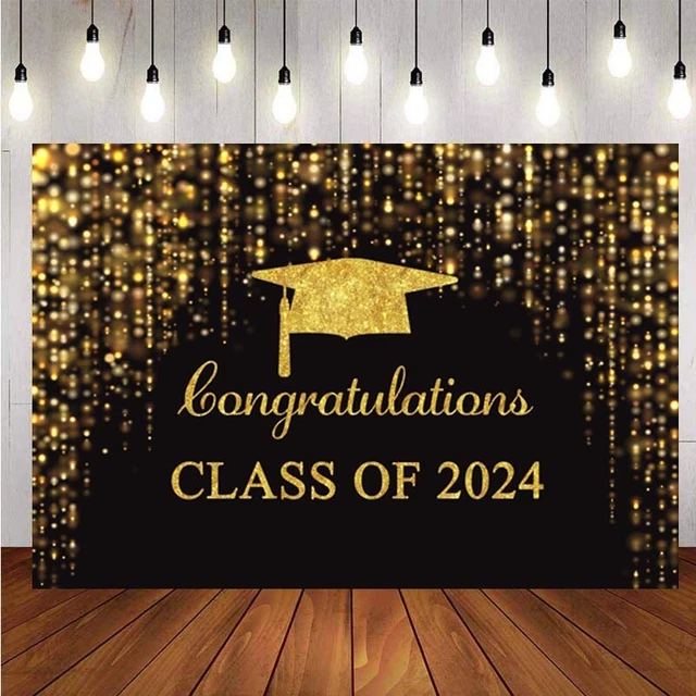 CLASS OF 2024 Graduation Photography Backdrop Gold Adult Party Photo ...
