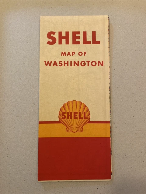 VINTAGE SHELL GAS Station Map 1940, Map Of Washington Shell Gas 40’s ...