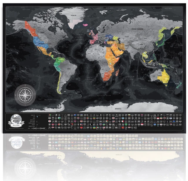 SCRATCH OFF WORLD Map - Scratch off Travel Map with Country Flags and ...