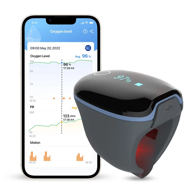 WELLUE O2RING OXYGEN Monitor Pulse Oximeter Bluetooth with free App PC ...