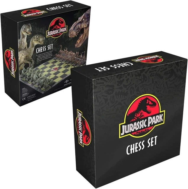 JURASSIC PARK - Chess Set 32 finely sculpted PVC dinosaur pieces board ...