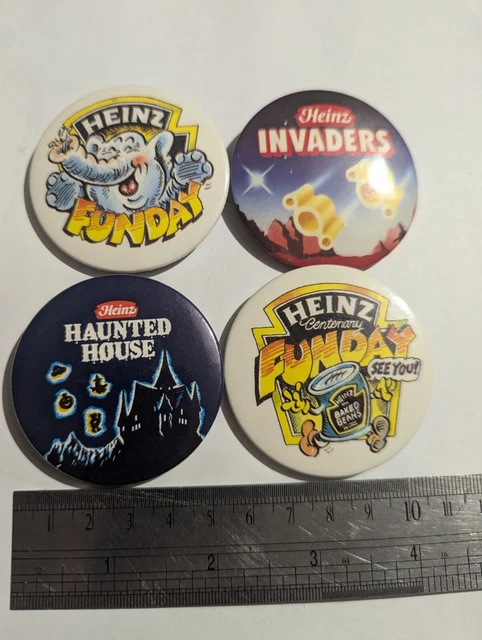 VINTAGE HEINZ PIN Badges Lot Baked Beans Haunted House Invaders £6.95 ...