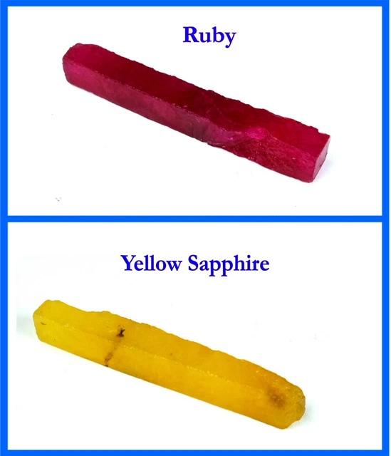 120 CT NATÜRLICHER Gelber Saphir & Rubin Edelstein Scheibe Roh Paar ...