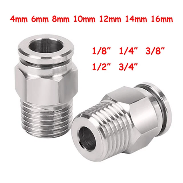 4MM-16MM EDELSTAHL STECKER Bolzen Steck Fit Pneumatik Fitting Verbinder Schlauch EUR 3,80 ...