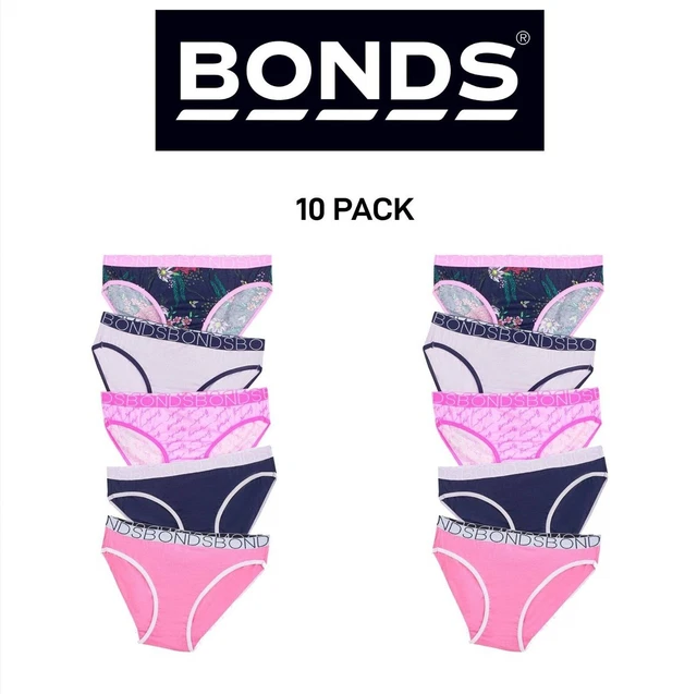 BONDS GIRLS BIKINI Soft and Stretchy Perfect Everyday Coverage 10 Pack ...