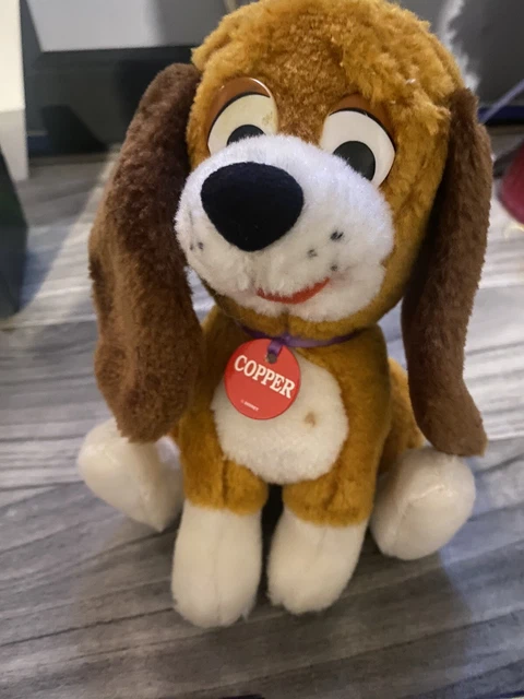 VINTAGE DISNEY COPPER Fox and the Hound Video Release Plush Dog Hound 7 ...