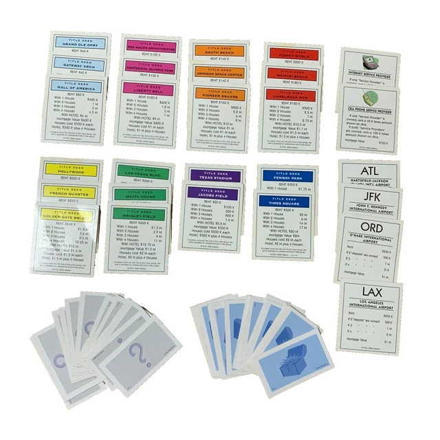 MONOPOLY BOARD GAME Cards 60 Piece Set Property Airports Chance ...