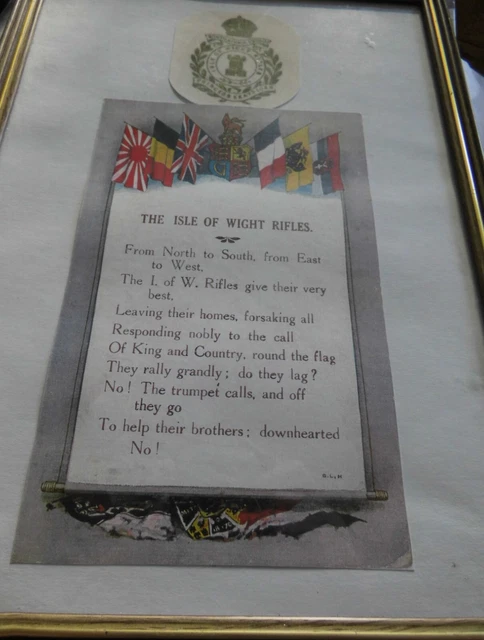 VICTORIAN BOER WAR & Ww1 Isle Of Wight Rifles Interest Framed Poem ...