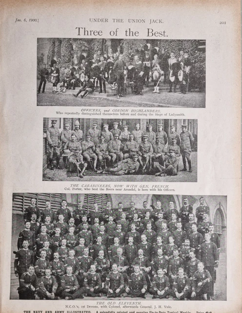 1899 IMPRIMÉ BOER Officiers 2nd Gordon Highlanders Carabineers Général ...