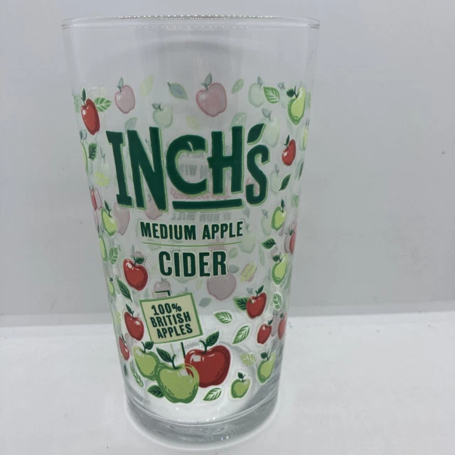 APPLE CIDER INCHS Pint Glass Decorated All Over With Red & Green Apples ...
