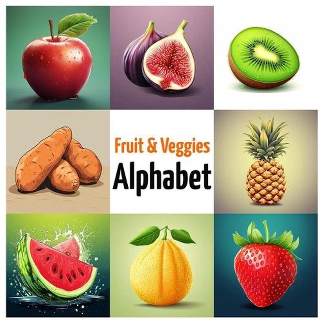 FRUITS & VEGETABLES Alphabet: ABC Fruits and Veggies, Alphabet Book ...