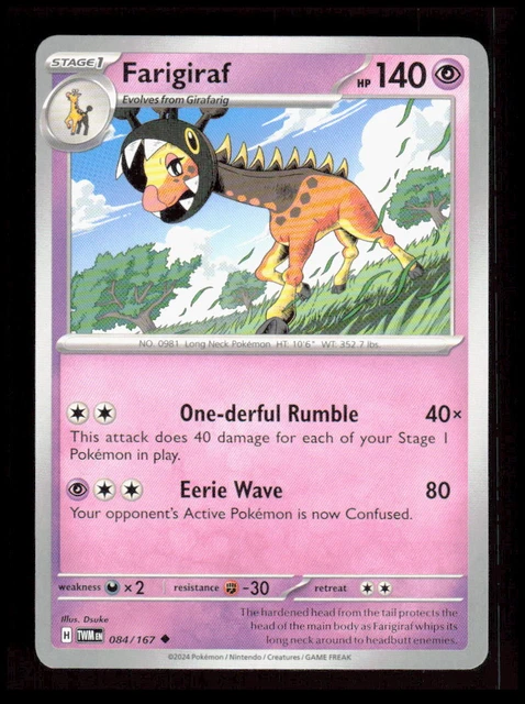 FARIGIRAF 084/167 SV06: Twilight Masquerade Pokemon tcg Card CB-1-9-C ...