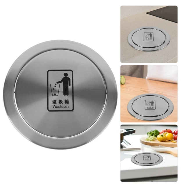 TRASH BIN FLAP Lid Recessed Counter Top Stainless Steel Garbage £23.88 ...
