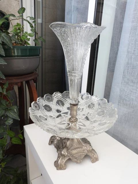 ANCIENNE COUPE A Fruits Vase Cornet Verre Cristal Tulipier - Centre De ...