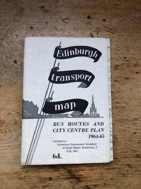 EDINBURGH CORPORATION TRANSPORT Bus Map routes and centre plan 1964 ...