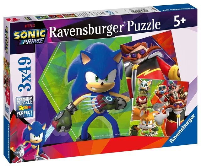 RAVENSBURGER 5695 SONIC Prime 3X 49 Piece Jigsaw Puzzles for Kids Age 5 ...