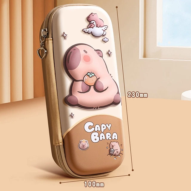 3D RELIEF STRESS Cute Capybara Pencil Case Drop Resistant Waterproof ...